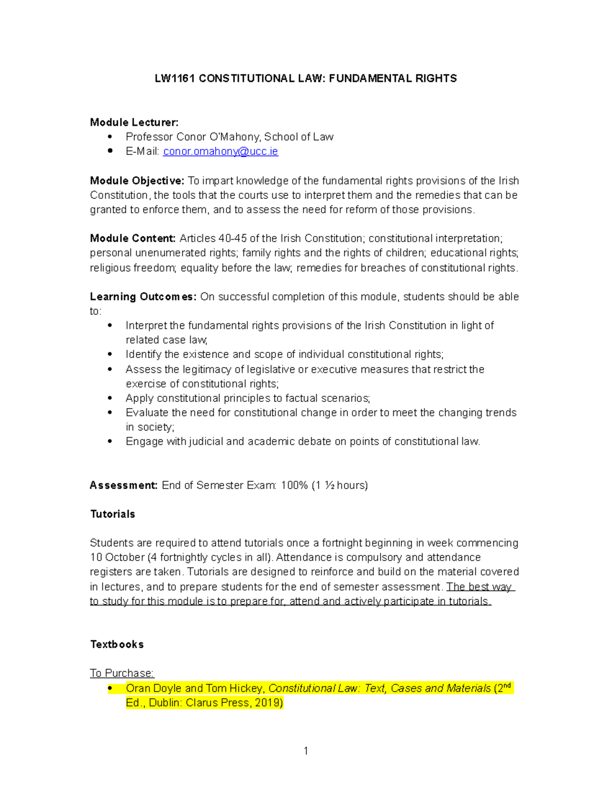 LW1161 Constitutional LAW - LW1161 CONSTITUTIONAL LAW: FUNDAMENTAL ...