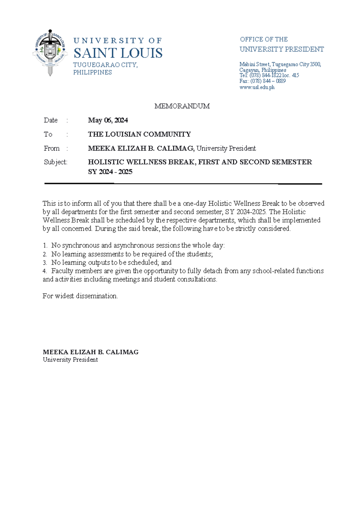 Calimag-Meeka-2 - vvgvh - U N I V E R S I T Y O F OFFICE OF THE SAINT ...