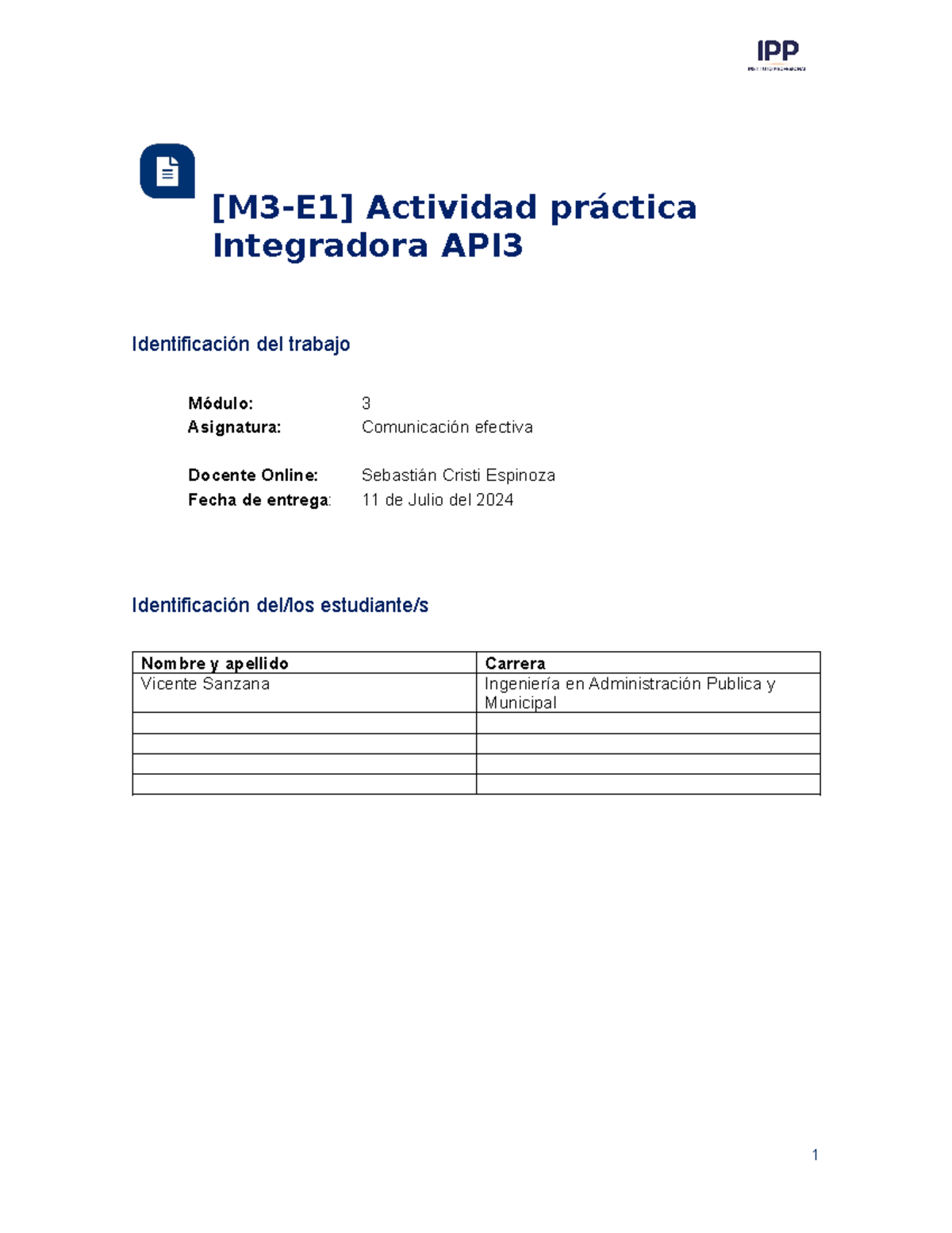 API3 Lista Subir EL 10-07-2024 - Comunicación Efectiva - [M3-E1] Actividad práctica Integradora ...