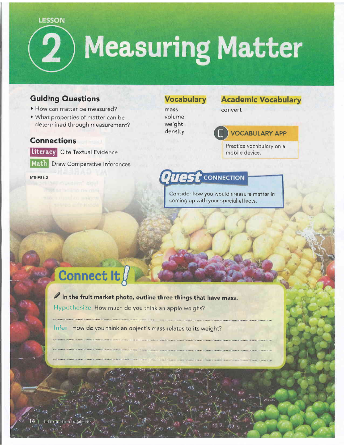 Complete 1.02 - Measuring Matter Lesson - Guiding Ouestions o How can ...