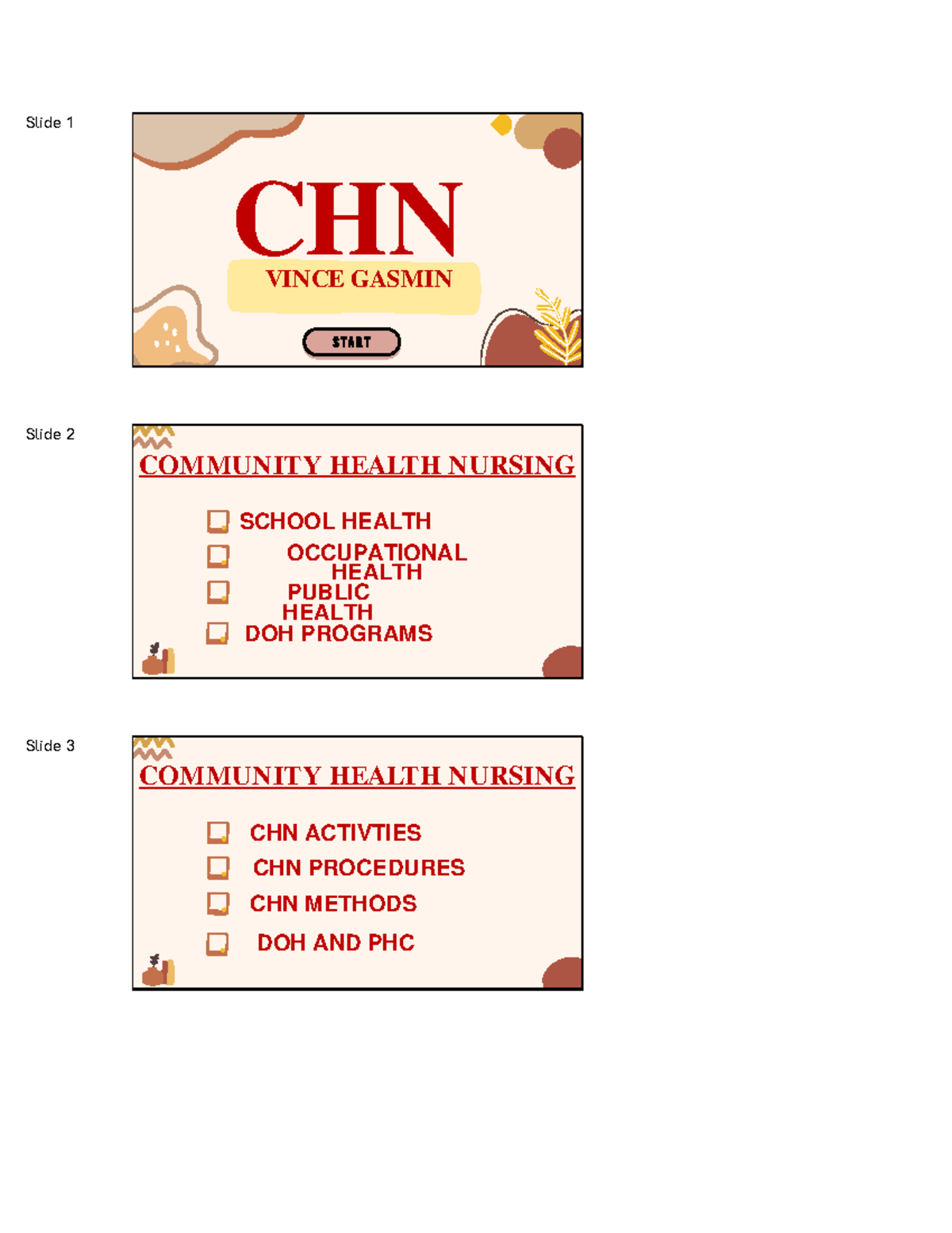 CHN Notes Part 1 Vince Gasmin - CHN VINCE GASMIN Slide 2 COMMUNITY ...