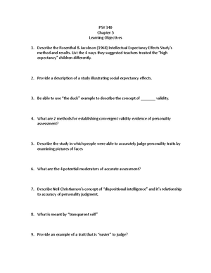 Chapter 3 Learning Objectives - Chapter 3 Learning Objectives PSY 340 According to Allport (1937 ...