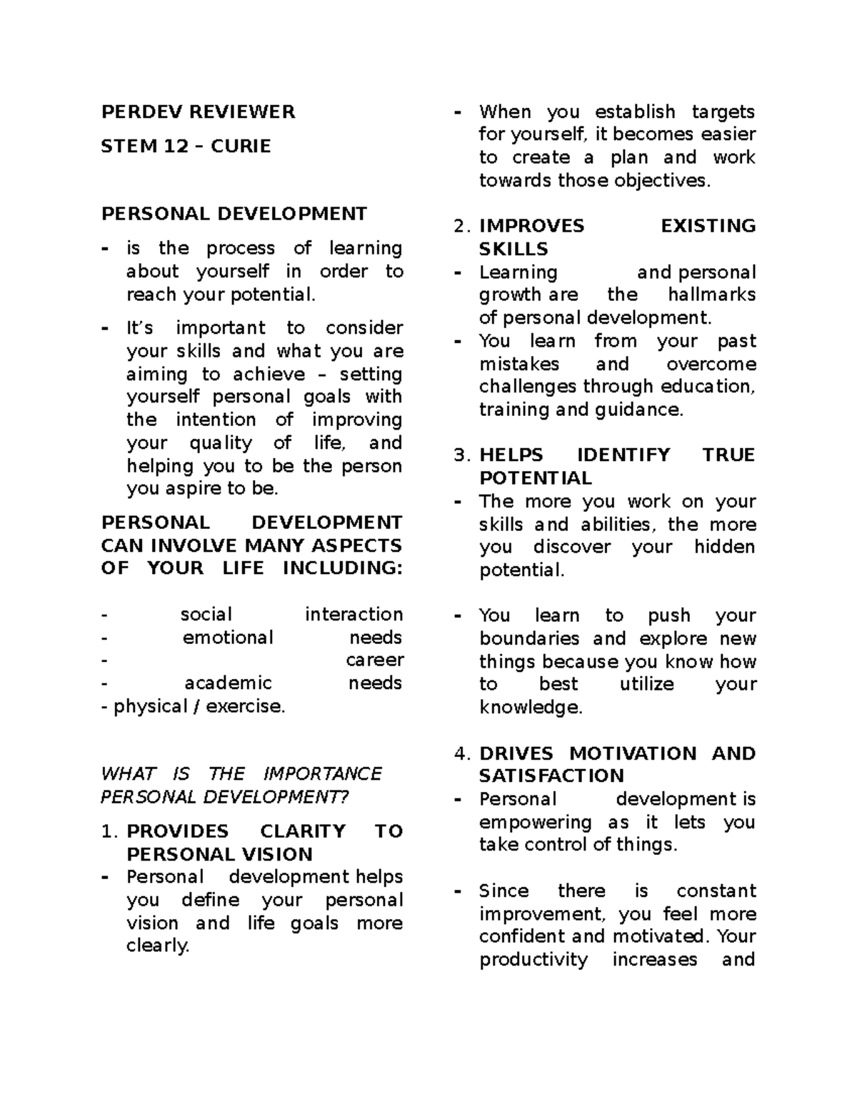 Perdev - nyenye - PERDEV REVIEWER STEM 12 – CURIE PERSONAL DEVELOPMENT ...