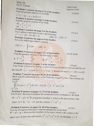 Spring 2017 - math 202 summaries yalaaaa!!!! - Mathematics - Studocu