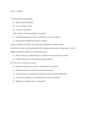 COMM Notes Part 2 - Google Docs - Week 2 Readings The Presentation of ...