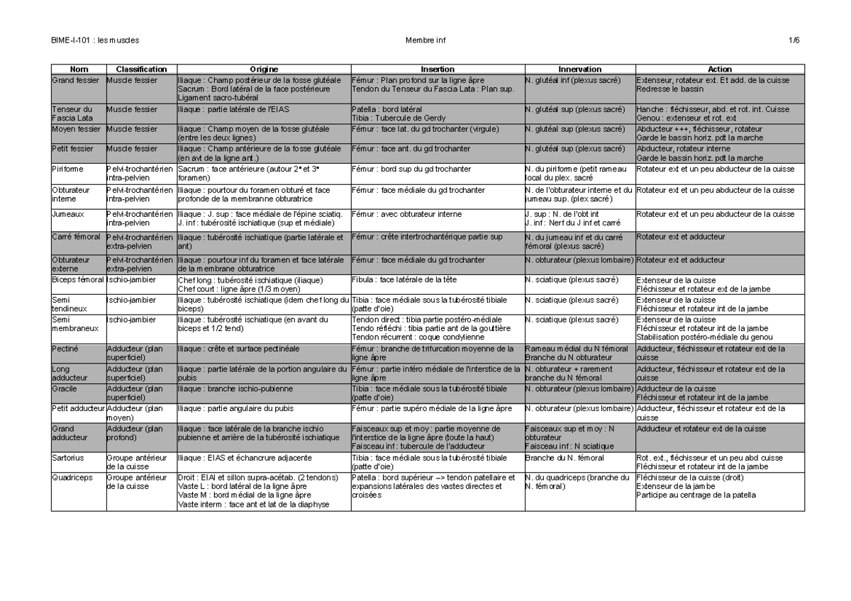 Tableaux Muscles NB - C'est un document - BIME-I-101 : les muscles ...