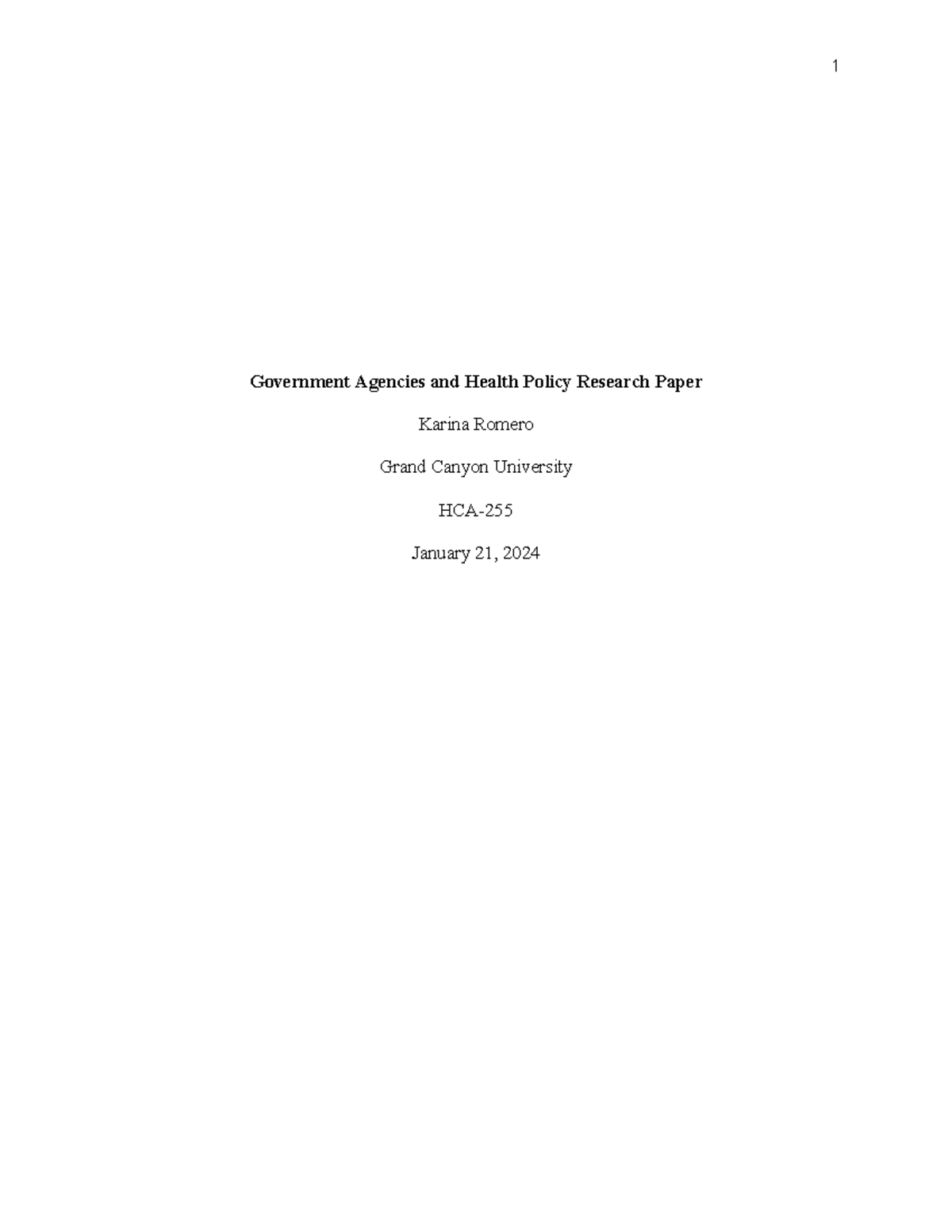 Government Agencies and Health Policy Research Paper-2 - Collectively ...