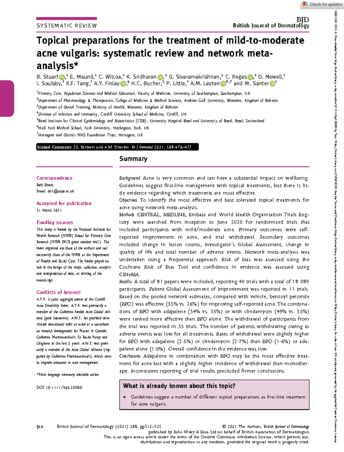 Br J Dermatol - 2021 - Stuart - Topical preparations for the treatment ...