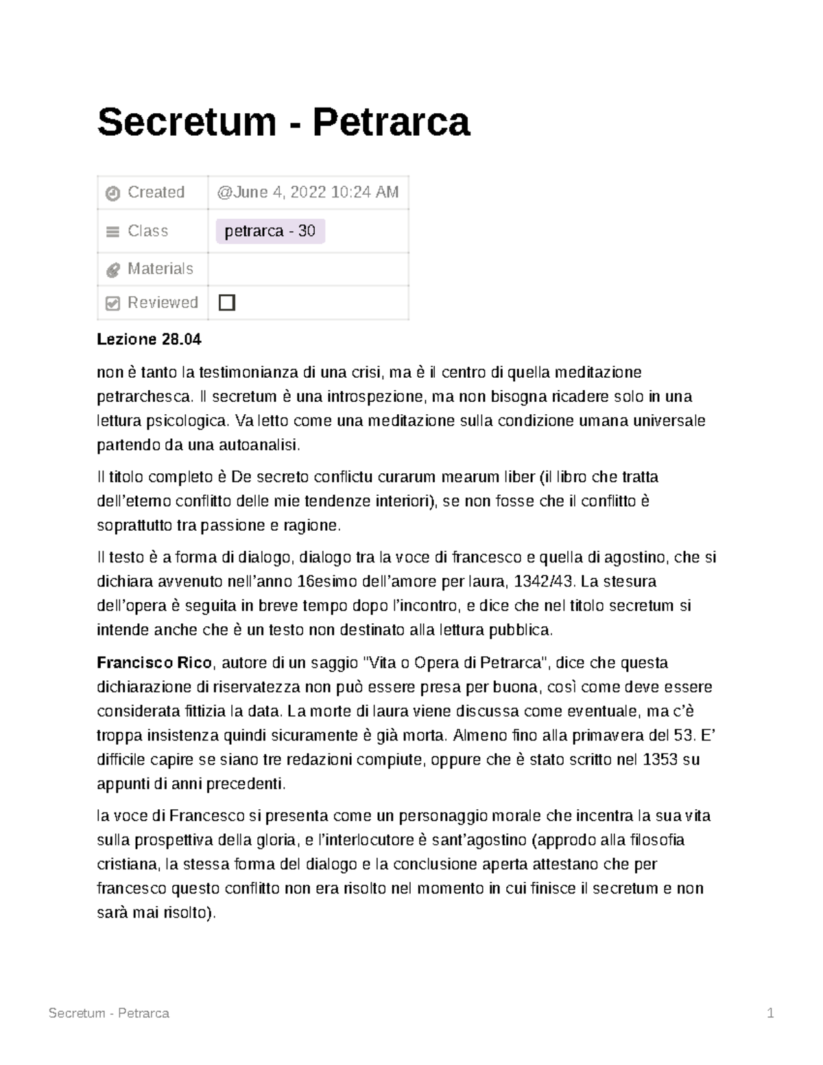 Secretum - Petrarca - Secretum - Petrarca Created Class petrarca - 30 ...