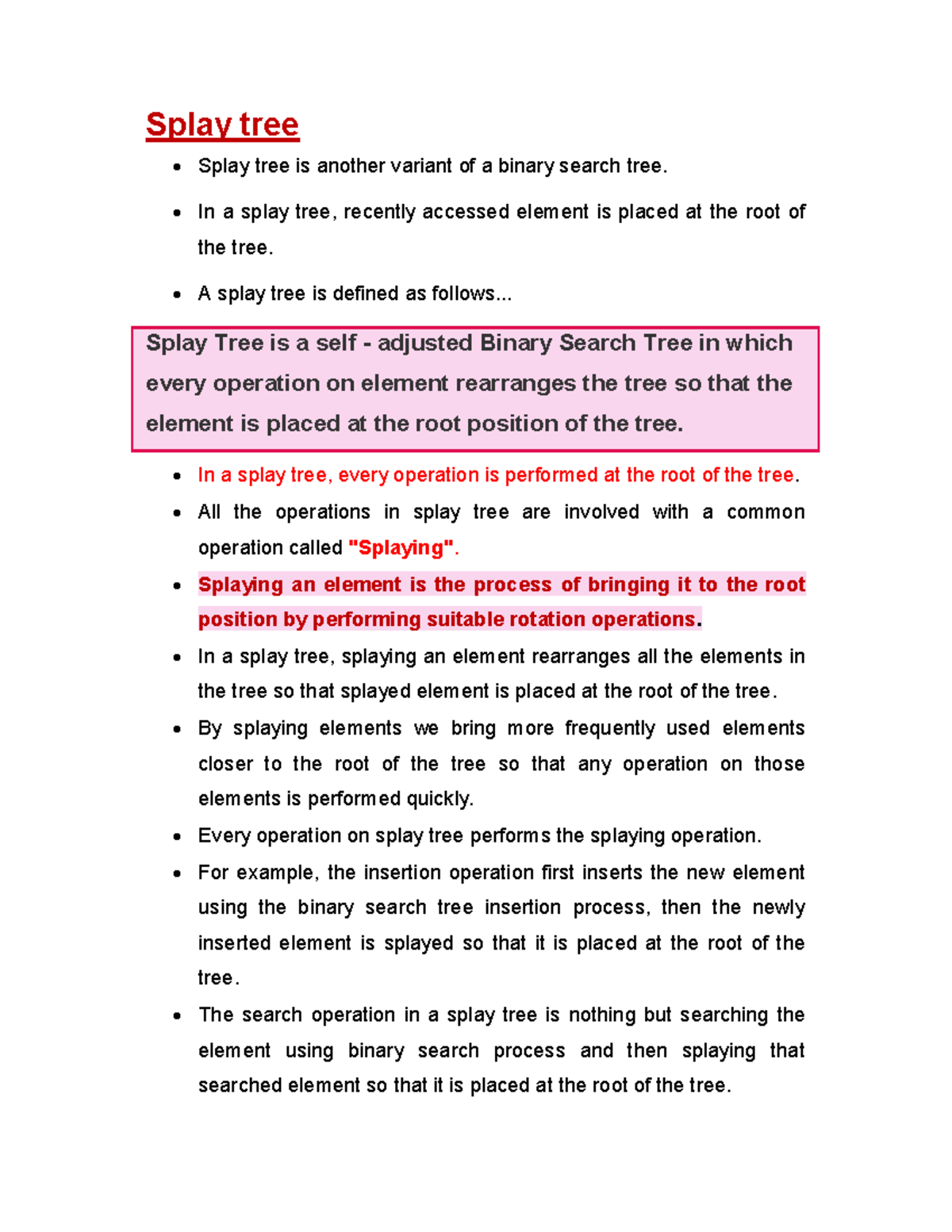 Splay tree - it is lecture note of topic in data structure for ...