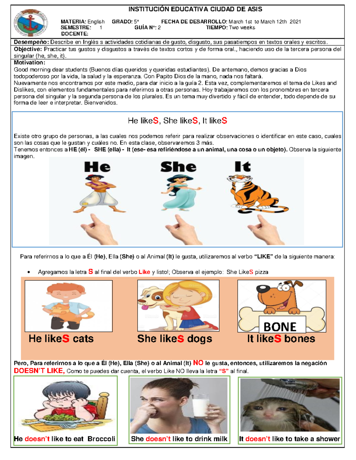 GUA N 2 Ingls 5 - Apuntes de inglés - INSTITUCIÓN EDUCATIVA CIUDAD DE ...
