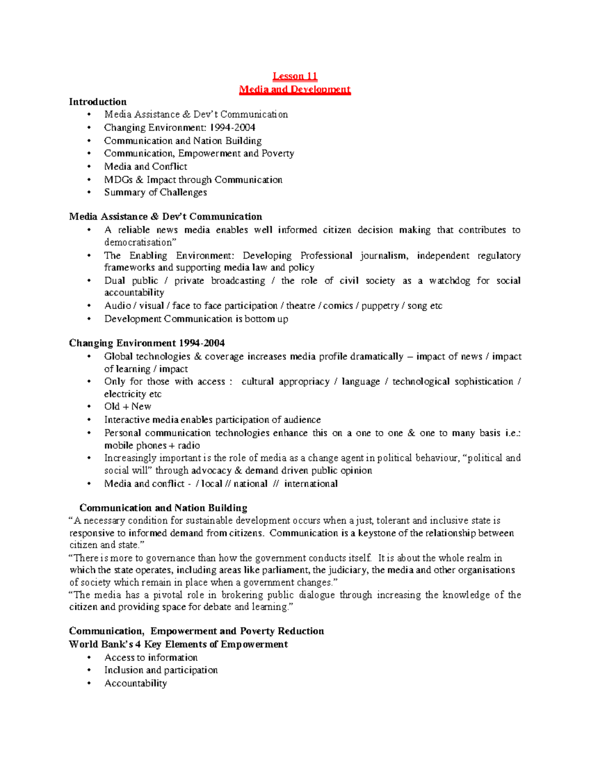 Ch09 Media and Development - Lesson 11 Media and Development ...