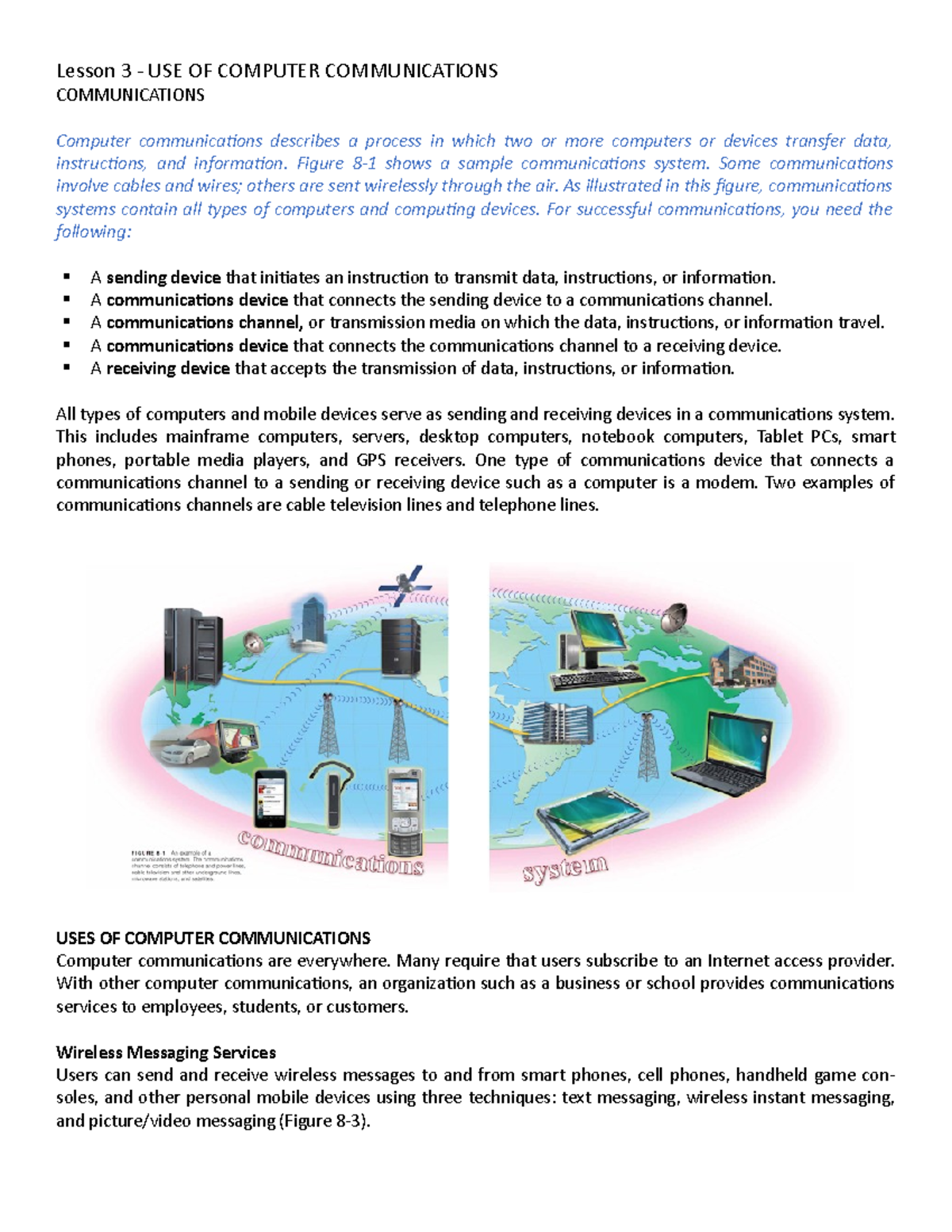 Ch - Mam ayesha - Lesson 3 - USE OF COMPUTER COMMUNICATIONS ...