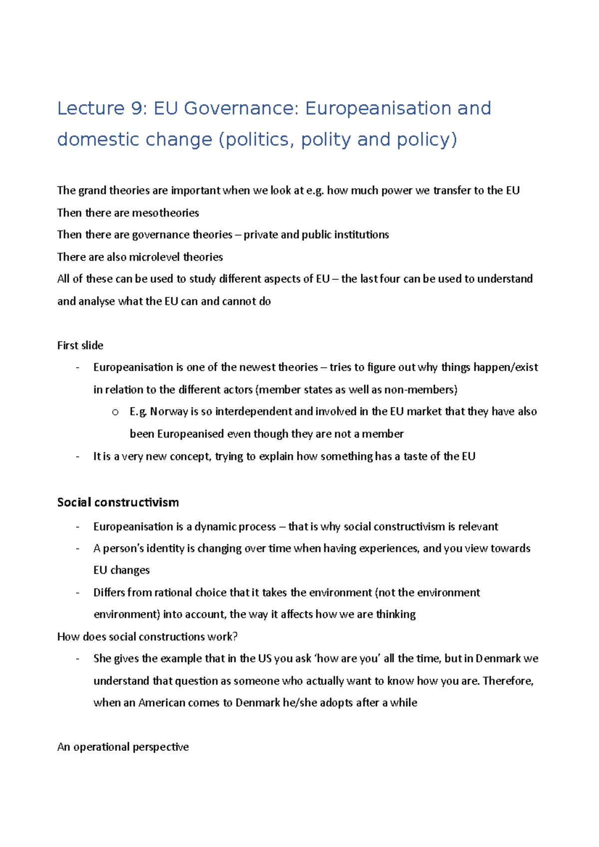 Lecture 9 - EU Governance Europeanisation and domestic change (politics ...