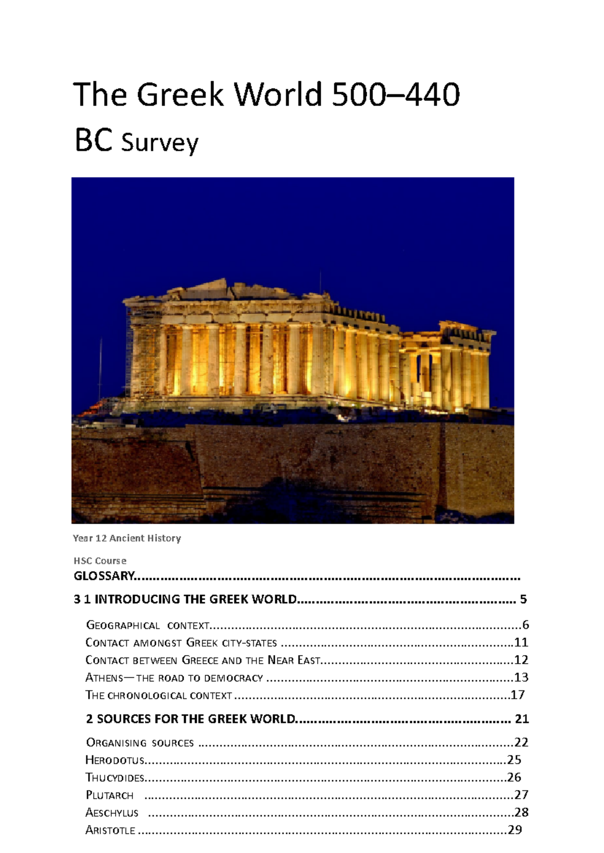 The Greek World 500-440BC - Part 1 Survey - BC Survey Year 12 Ancient ...