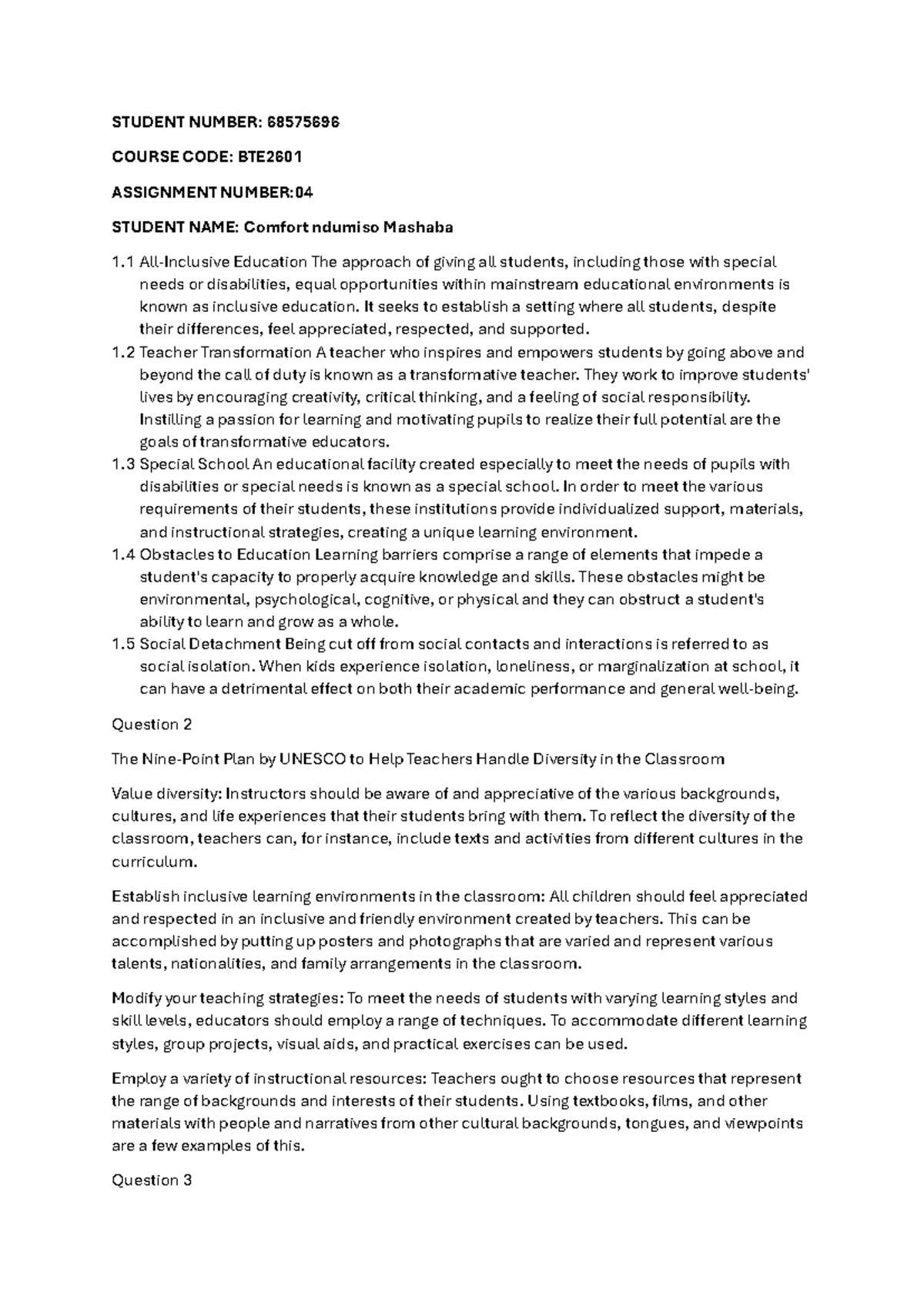 BTE Assignment 4 - STUDENT NUMBER: 68575696 COURSE CODE: BTE ASSIGNMENT NUMBER:0 4 STUDENT NAME ...