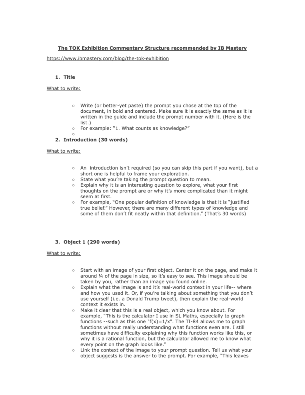 TOK Exhibition Structure - Structure - Teoría del Conocimiento (TdC) NM ...