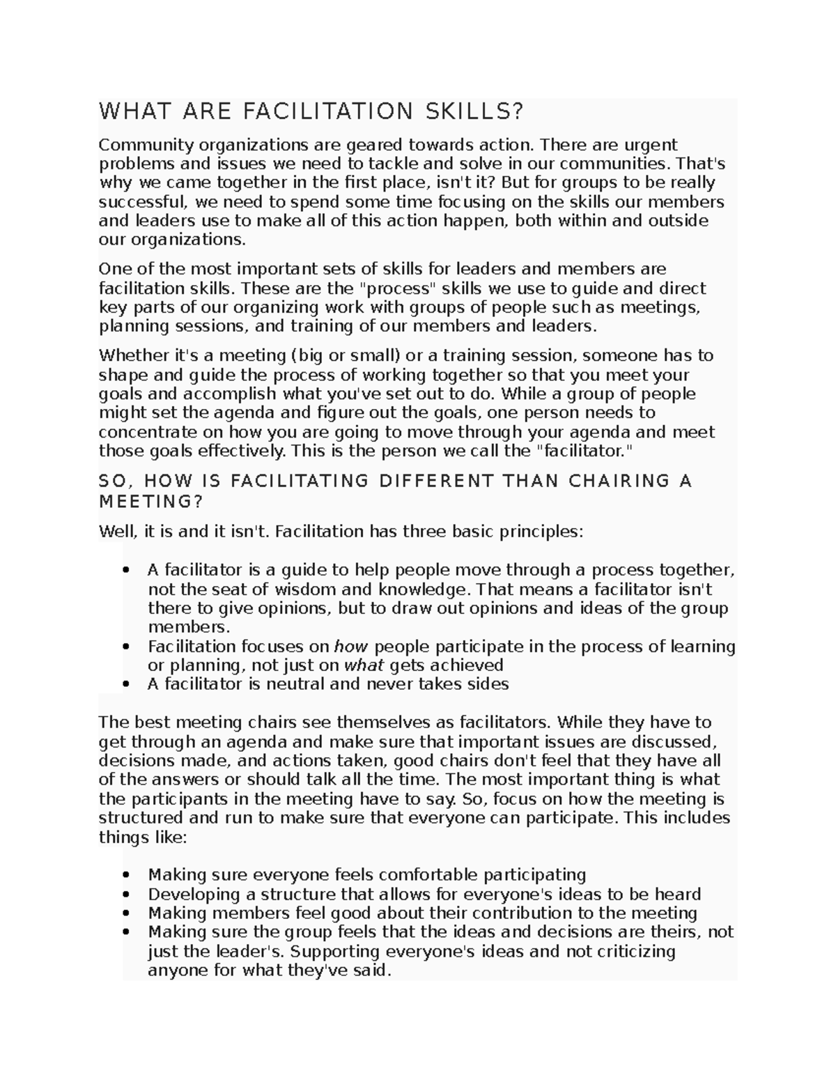 Week 2 Part 2 How to Facilitate a Group - WHAT ARE FACILITATION SKILLS ...