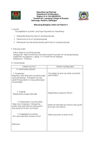 Lesson plan Hele ng Ina sa kanyang Panganay - MASUSING BANGHAY-ARALIN ...