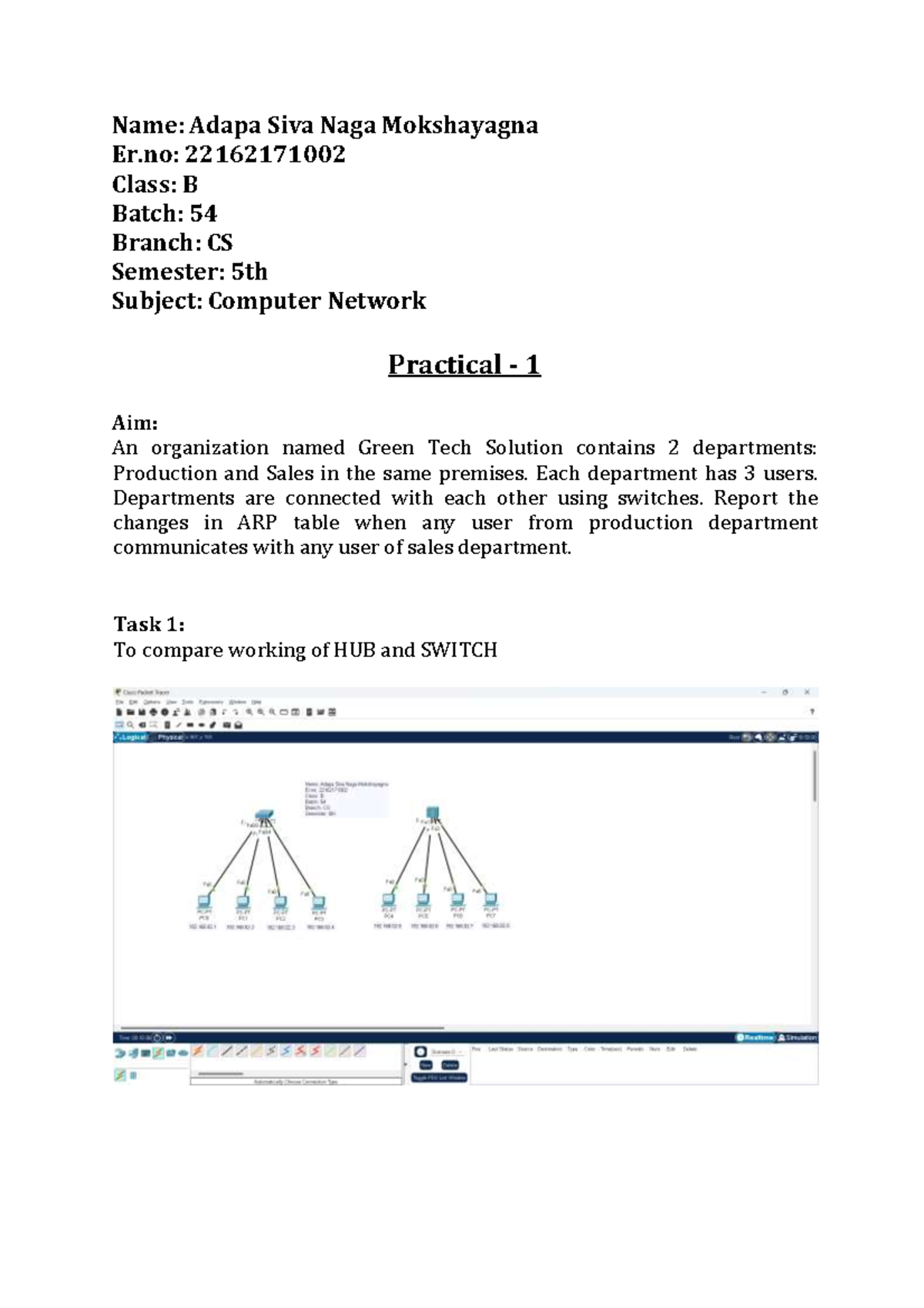 Practical-1 - ABCDEF - Name: Adapa Siva Naga Mokshayagna Er ...
