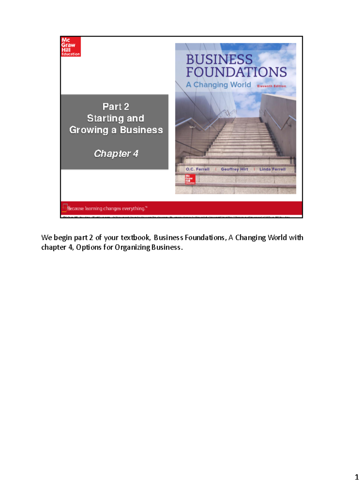 Options for Organizing Business - ©McGraw-Hill Education. All rights ...