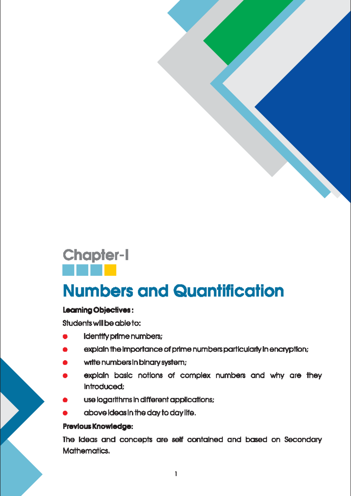 Chapter 1 Numbers Quantification - Concept Map 1 Introduction: In this modern age of computers ...