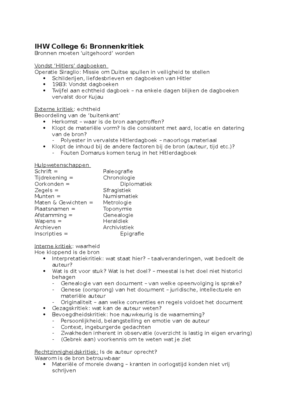 IHW College 6 09-10-2020 - IHW College 6: Bronnenkritiek Bronnen moeten ...