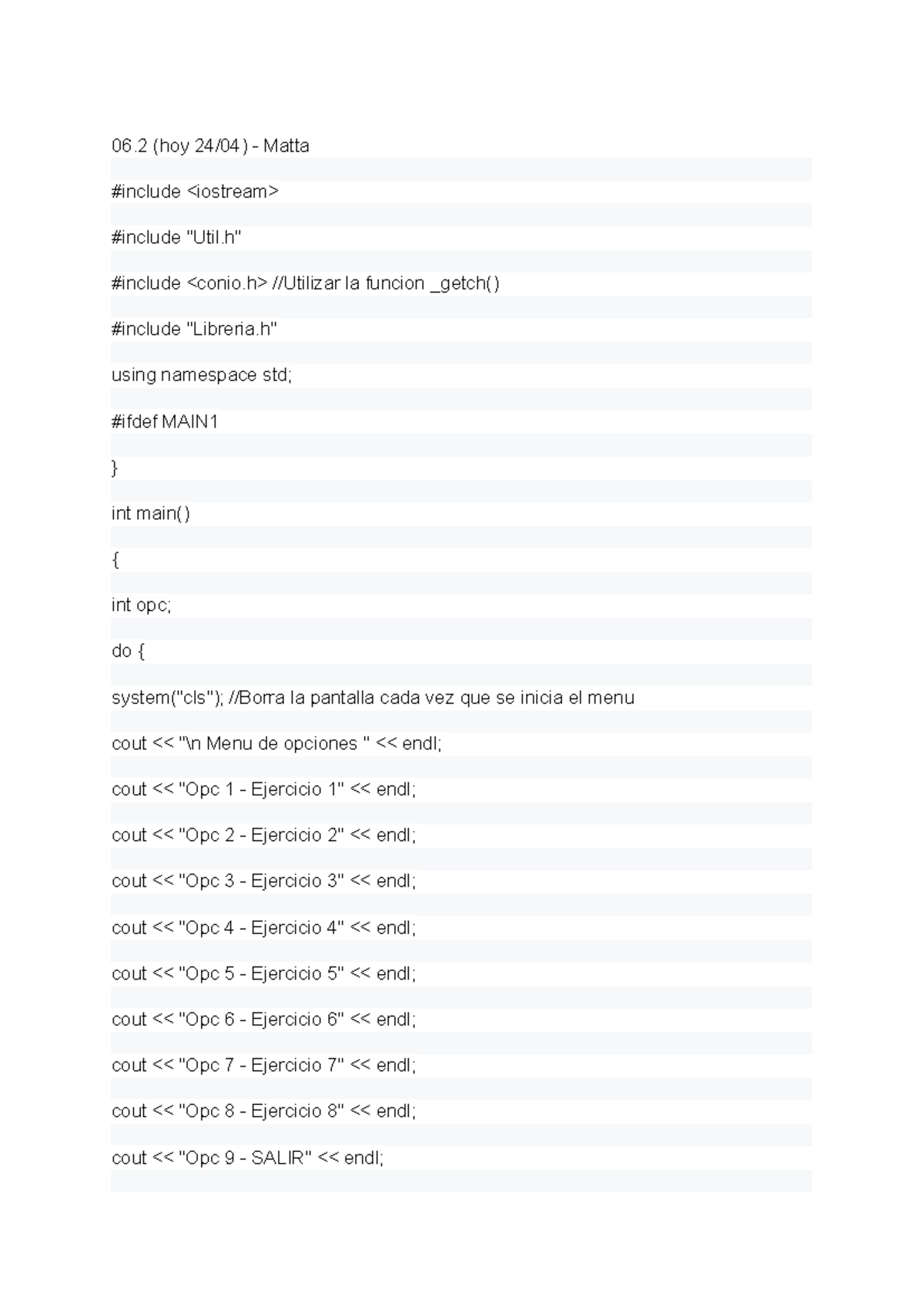 S06 - 06 (hoy 24/04) - Matta #include #include "Util" #include - Studocu