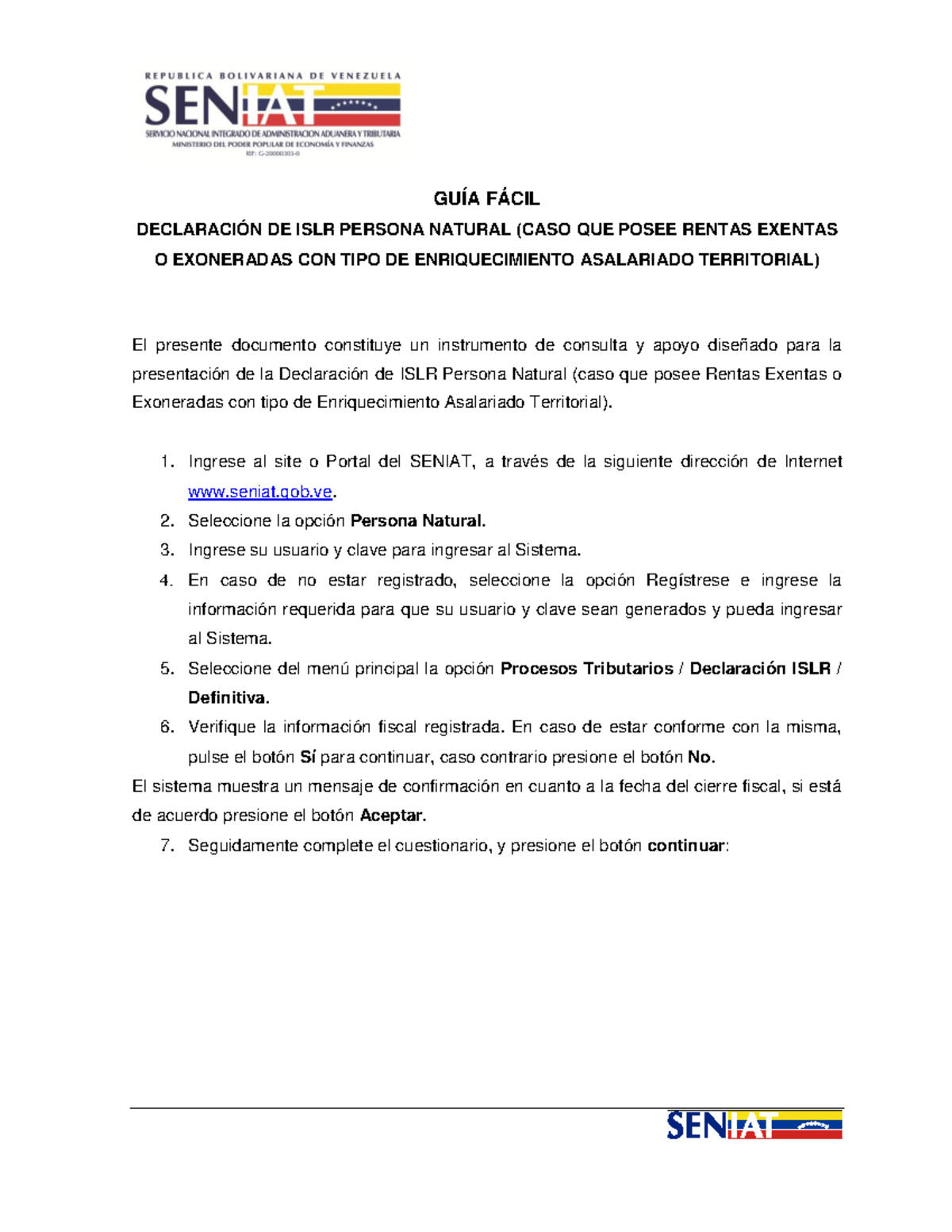 Guia para declarar - Guía para realizar tu declaración de ISLR - GUÍA ...