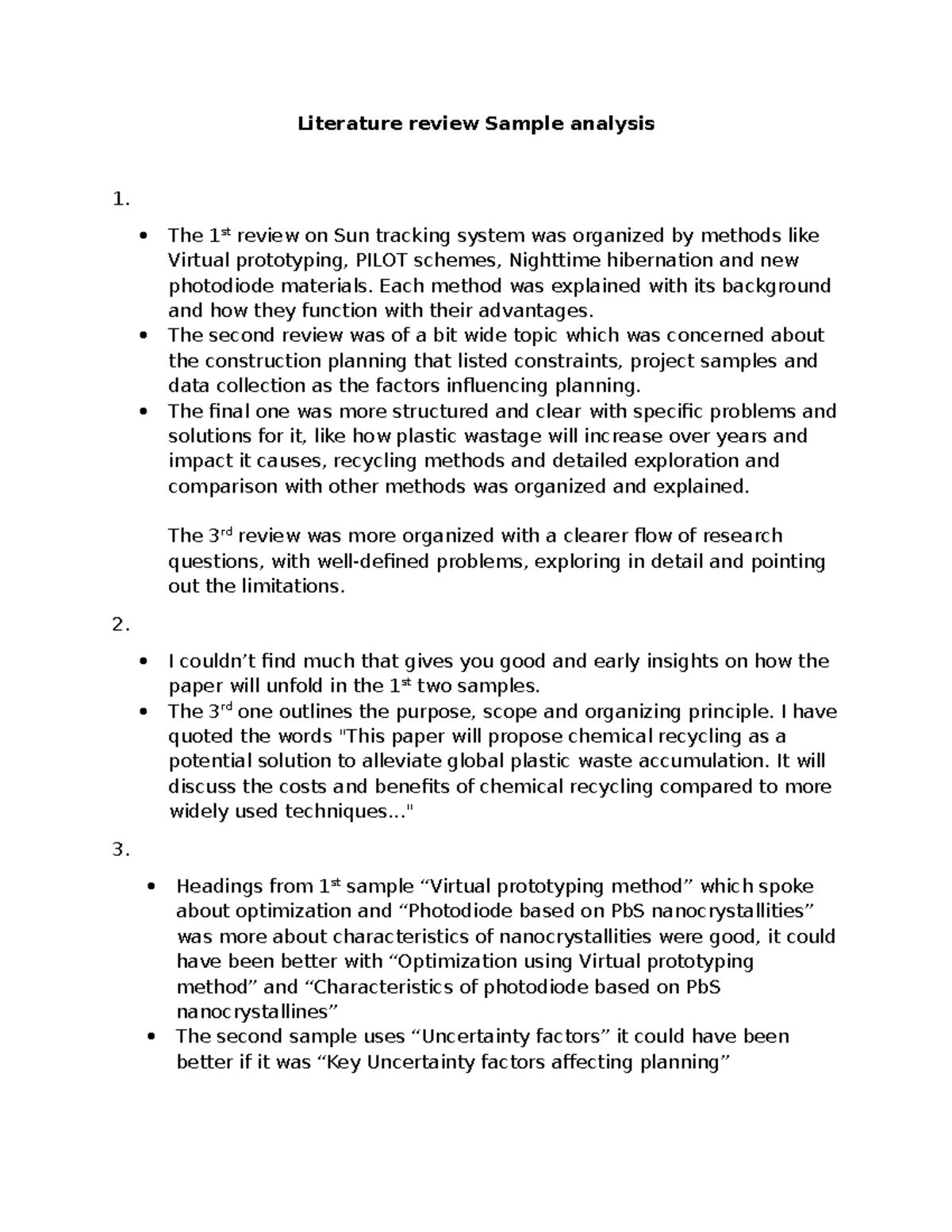Literature review Sample analysis - The 1st review on Sun tracking ...