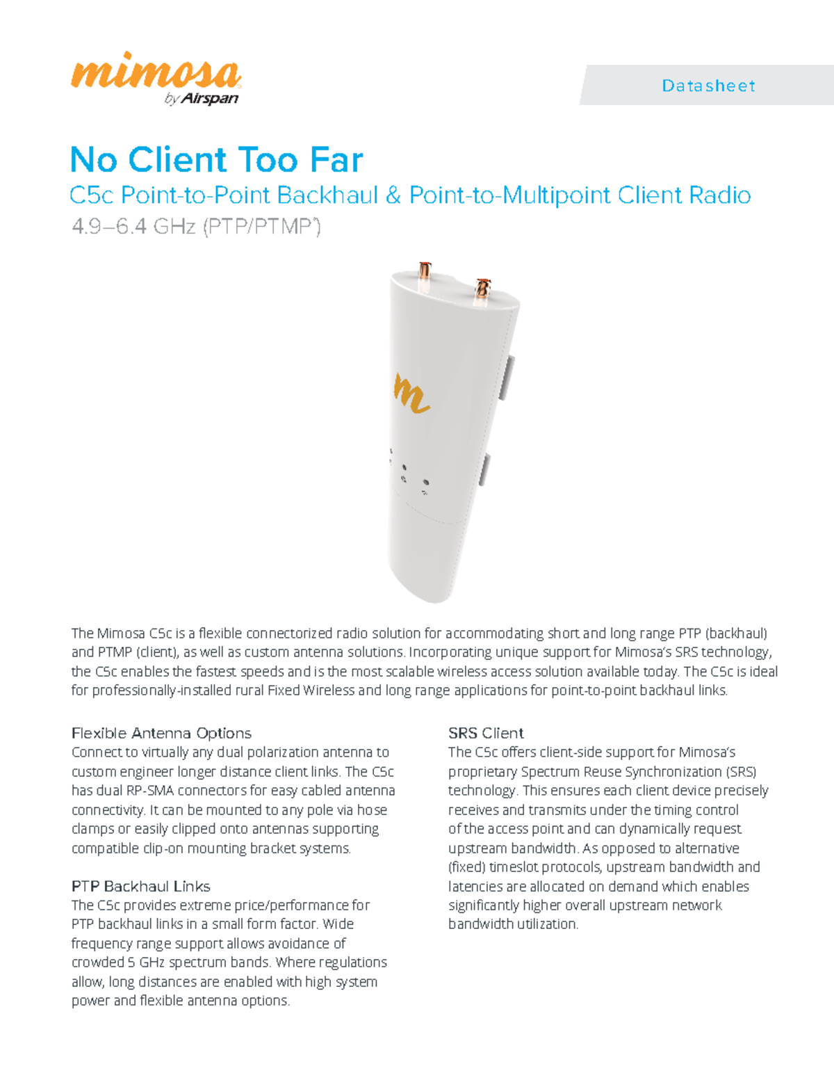 Mimosa-by-Airspan-C5c-Datasheet DS-0004-09b - No Client Too Far C5c ...