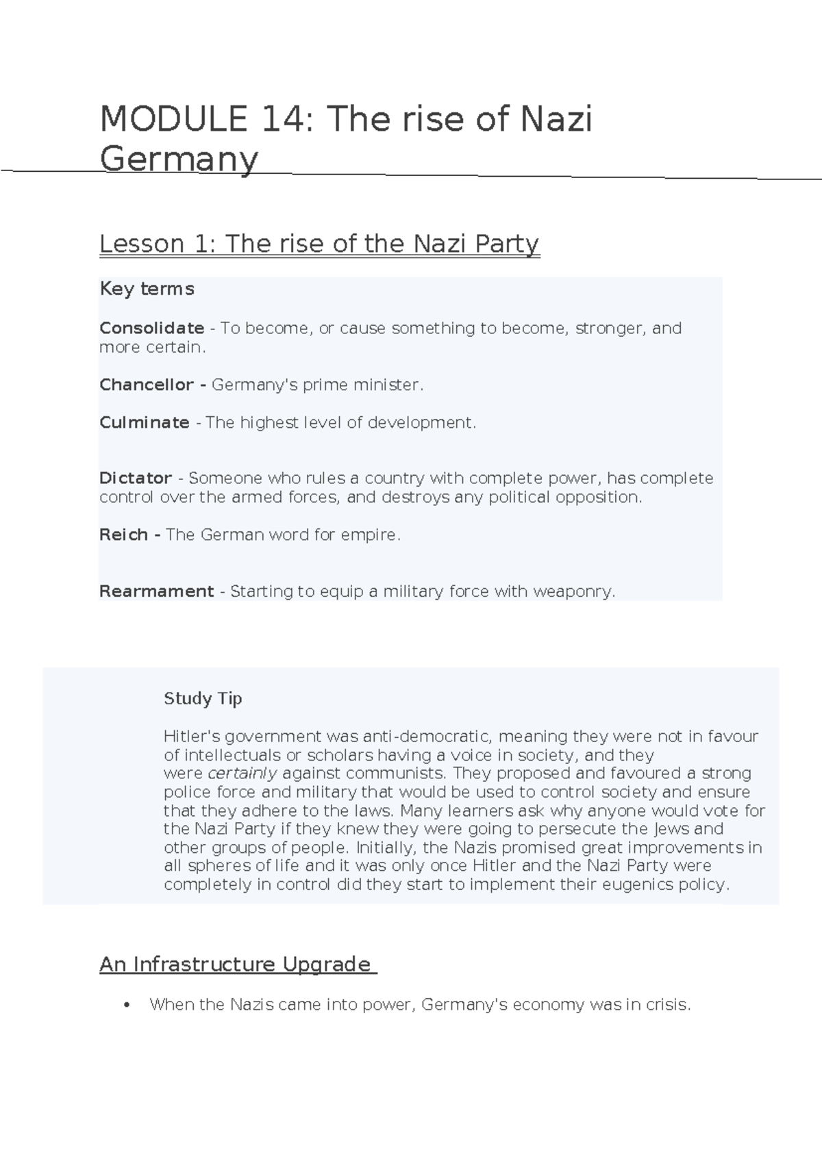 Module 14- The rise of Nazi Germany - MODULE 14: The rise of Nazi ...