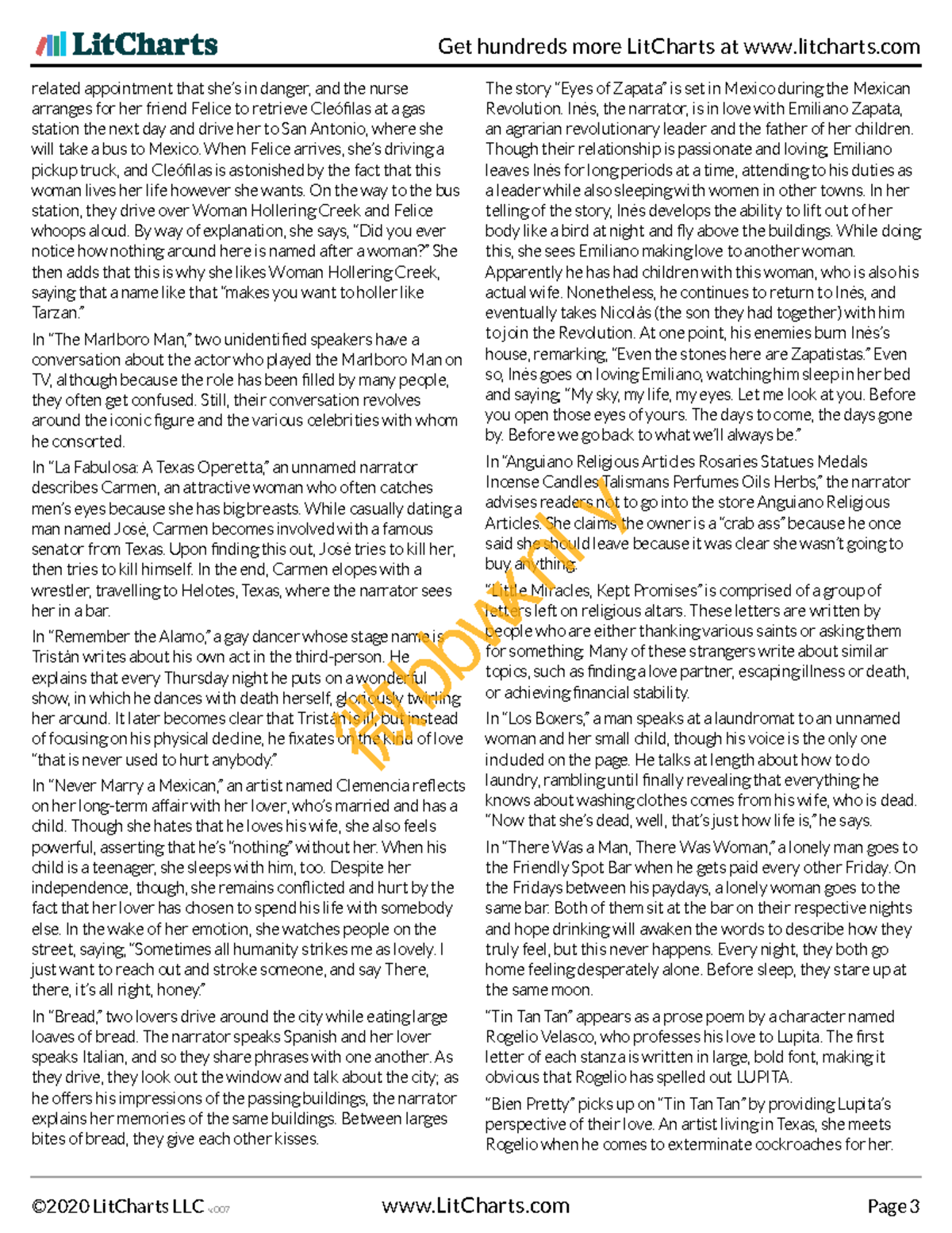 Woman-Hollering-Creek-and-Other-Stories-Lit Chart 3 - related ...