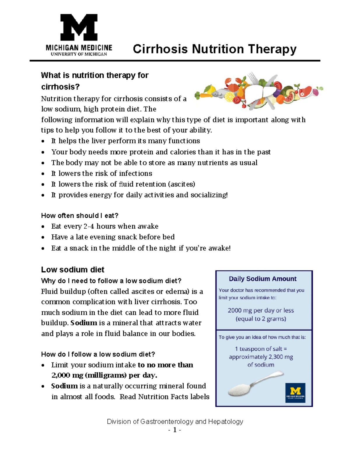 Cirrhosis Nutrition Therapy - Division of Gastroenterology and ...