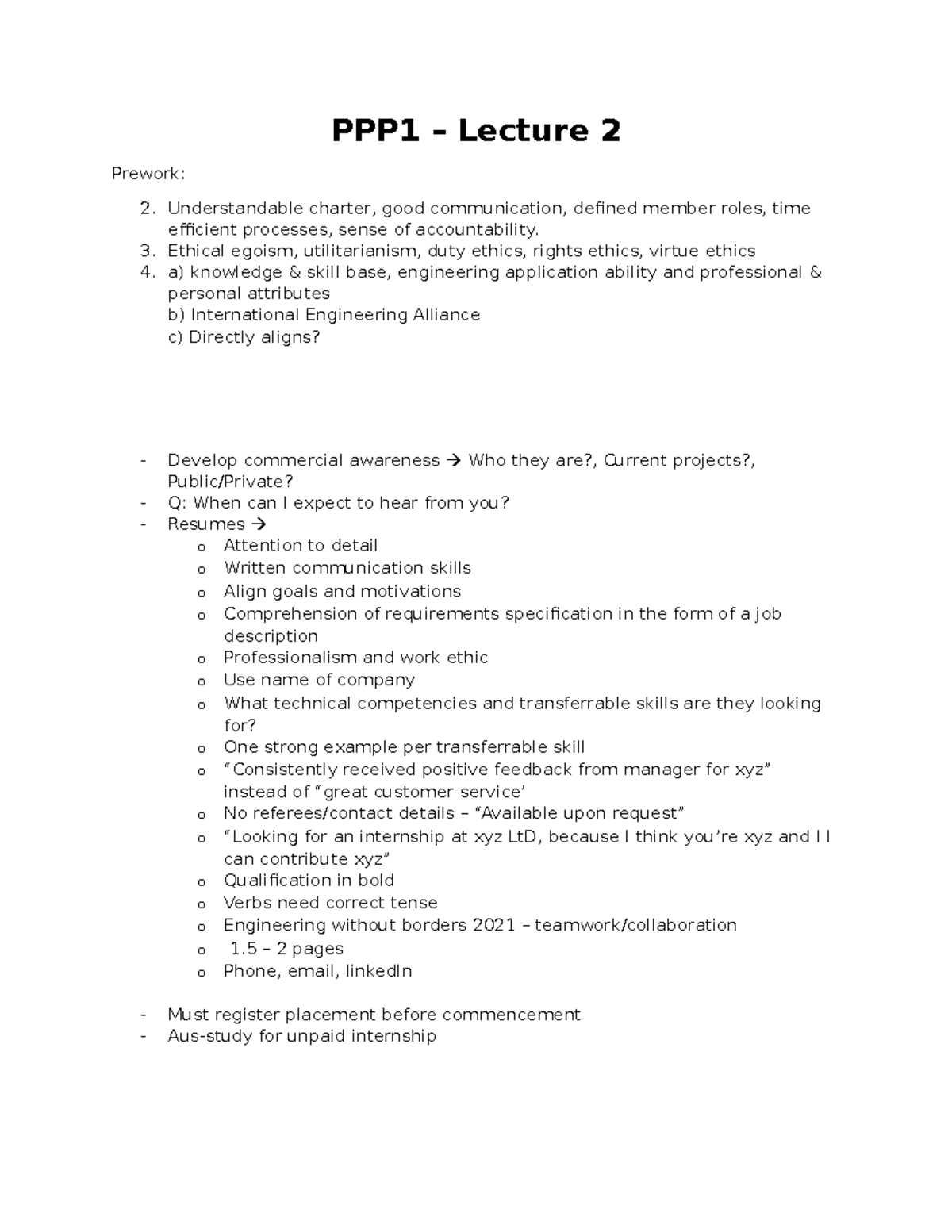 PPP1 – Lecture 2 - PPP1 – Lecture 2 Prework: 2. Understandable charter ...