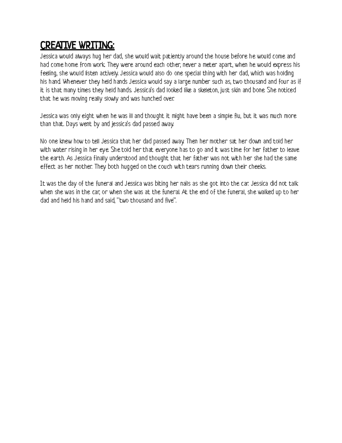 Creative Writing - kinda like vce i think - CREATIVE WRITING: Jessica ...