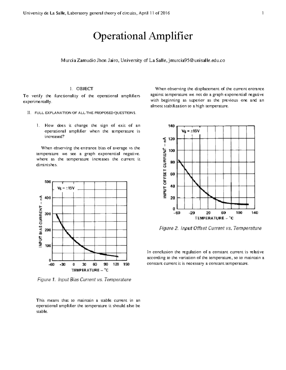 Operational Amplifier - University de La Salle, Laboratory general ...