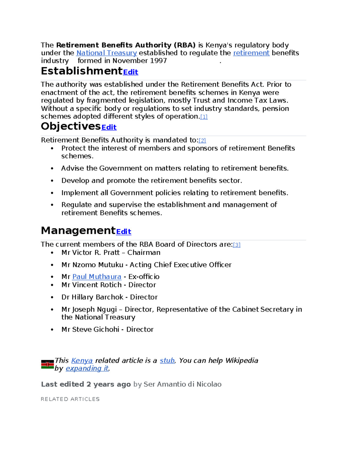 The ROLE OF RBA - Very helpful - The Retirement Benefits Authority (RBA ...