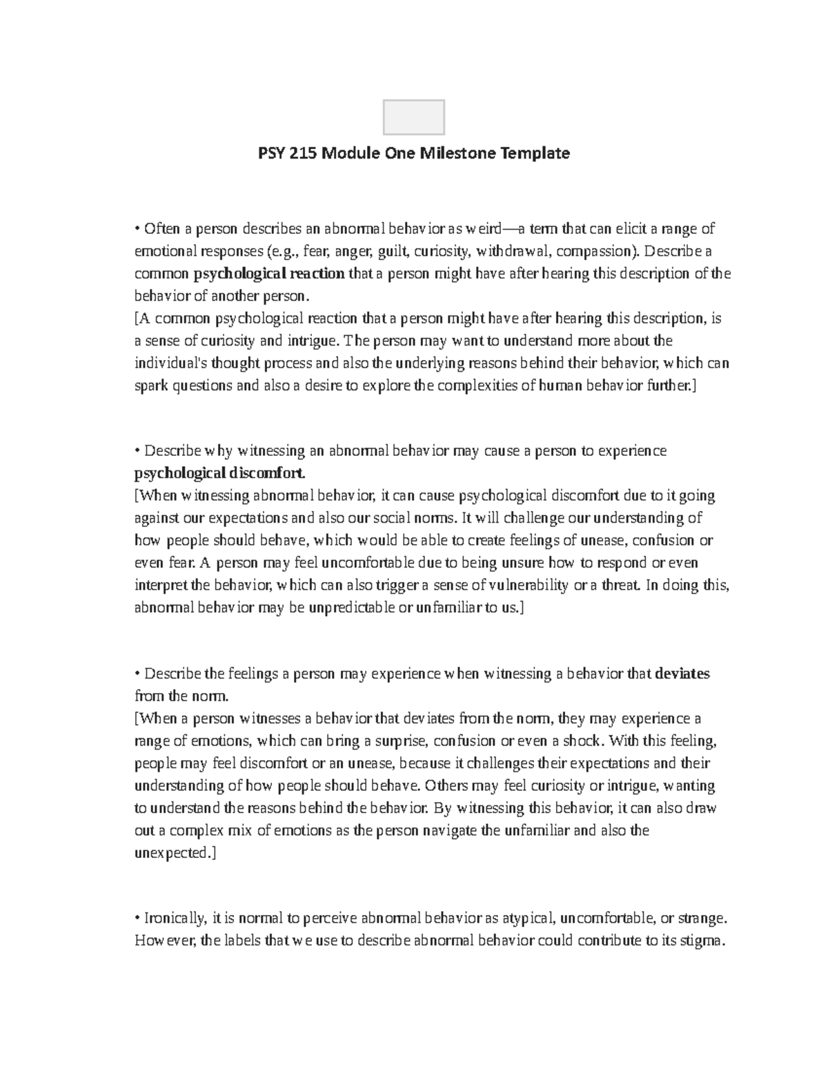 PSY 215 Module One Milestone - Google Docs - PSY 215 Module One ...