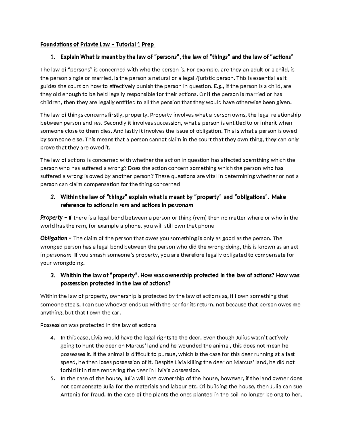 Tutorial 1 - Foundations of Priavte Law – Tutorial 1 Prep 1. Explain ...