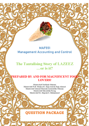 CASE Study Package - Assignment questions maf551 - MAF MANAGEMENT ...