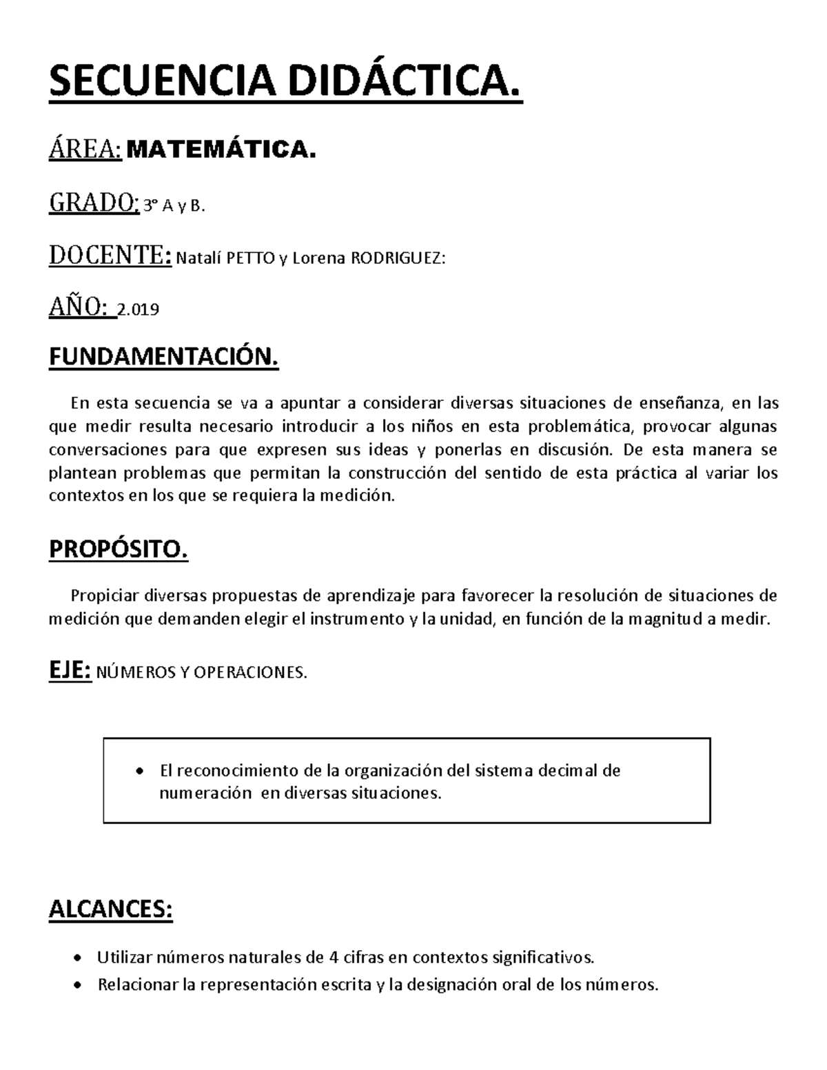 Comparto secuencia medidas 3° contigo - SECUENCIA DIDÁCTICA. ÁREA: MATEMÁTICA. GRADO: 3° A y B ...