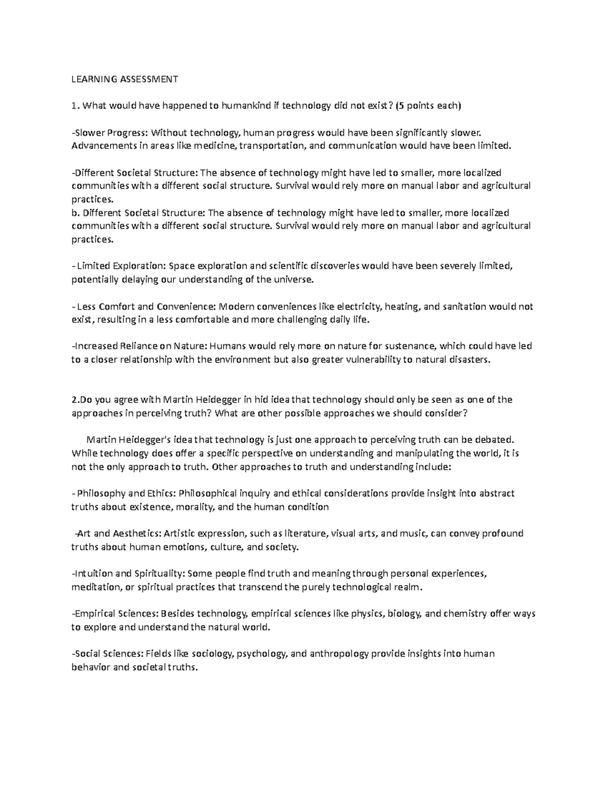 Midterm week 3 STS - STS - LEARNING ASSESSMENT What would have happened ...