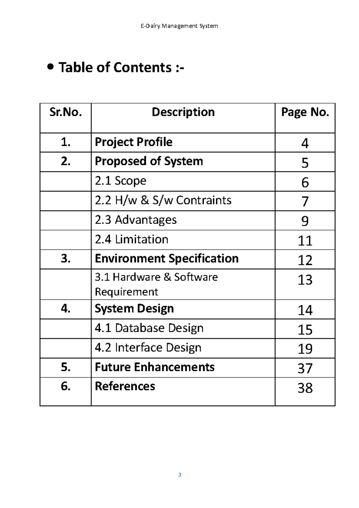 Project Document - Table of Contents :- 3 Hardware & Software - 1 ...