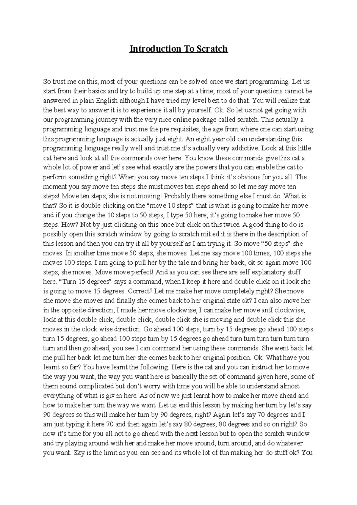 Lecture Notes Of Python 11 20 Introduction To Scratch So Trust Me On This Most Of Your
