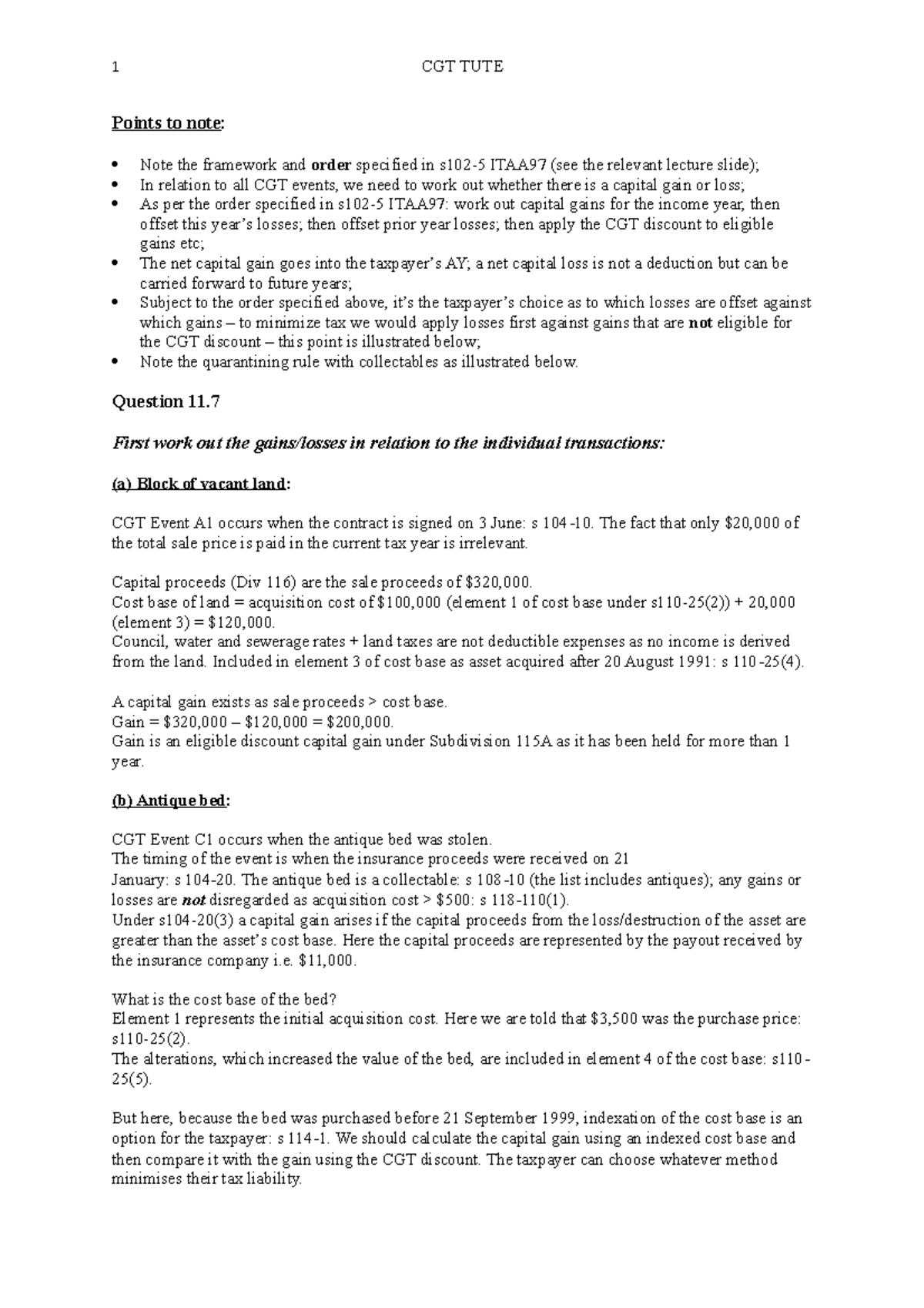 Tutorial 4, Week 5 - Solution and Notes - Points to note: Note the ...