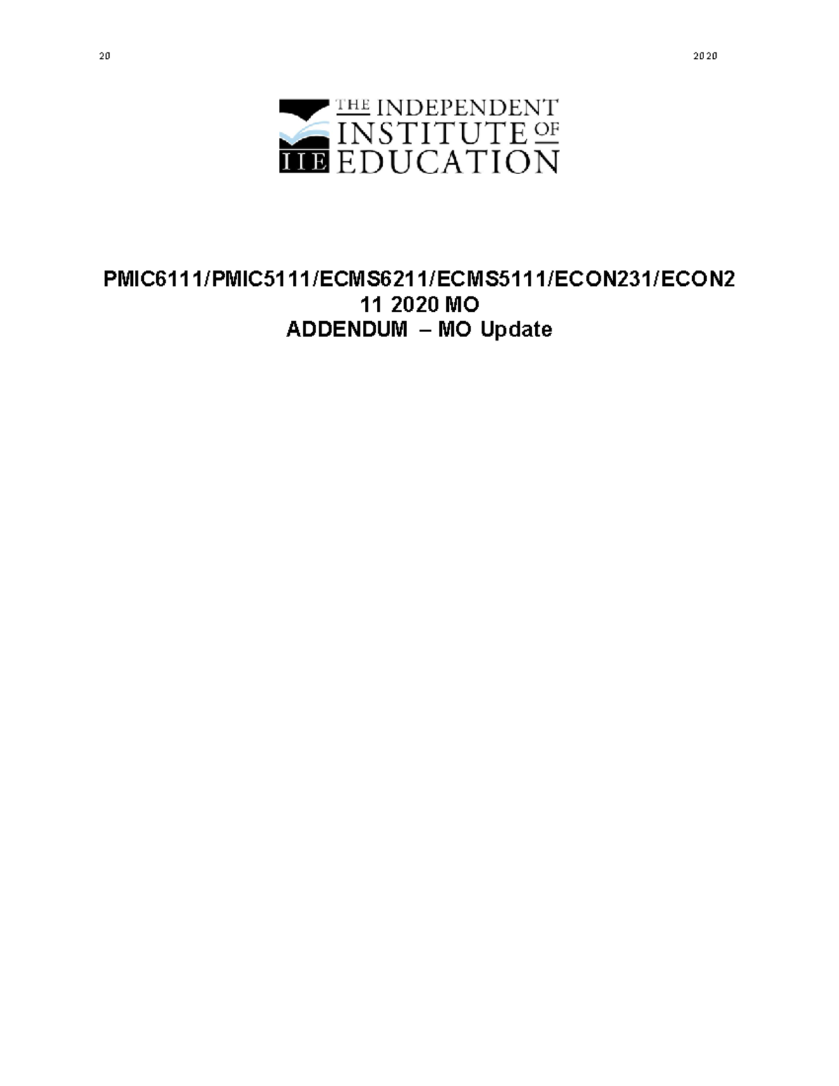 Learn Module Outline Addendum economics - 20 2020 PMIC6111/PMIC5111 ...