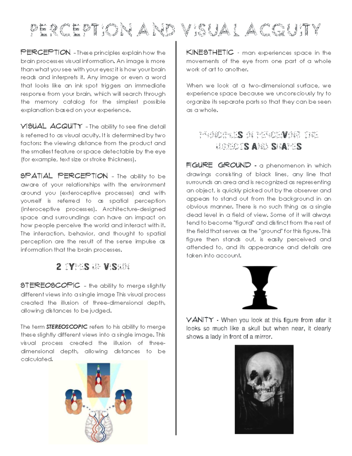 Theory of Architecture I - Visual Acuity and Perception - Studocu