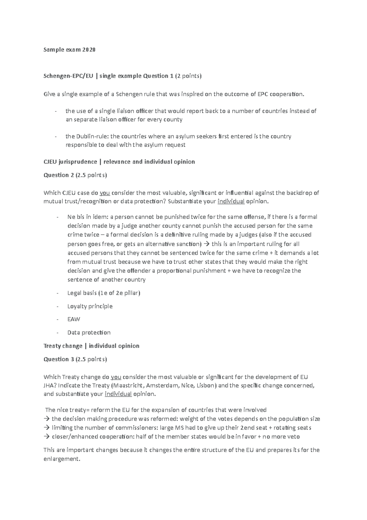 2020-sample-exam - Sample exam 2020 single example Question 1 (2 points ...