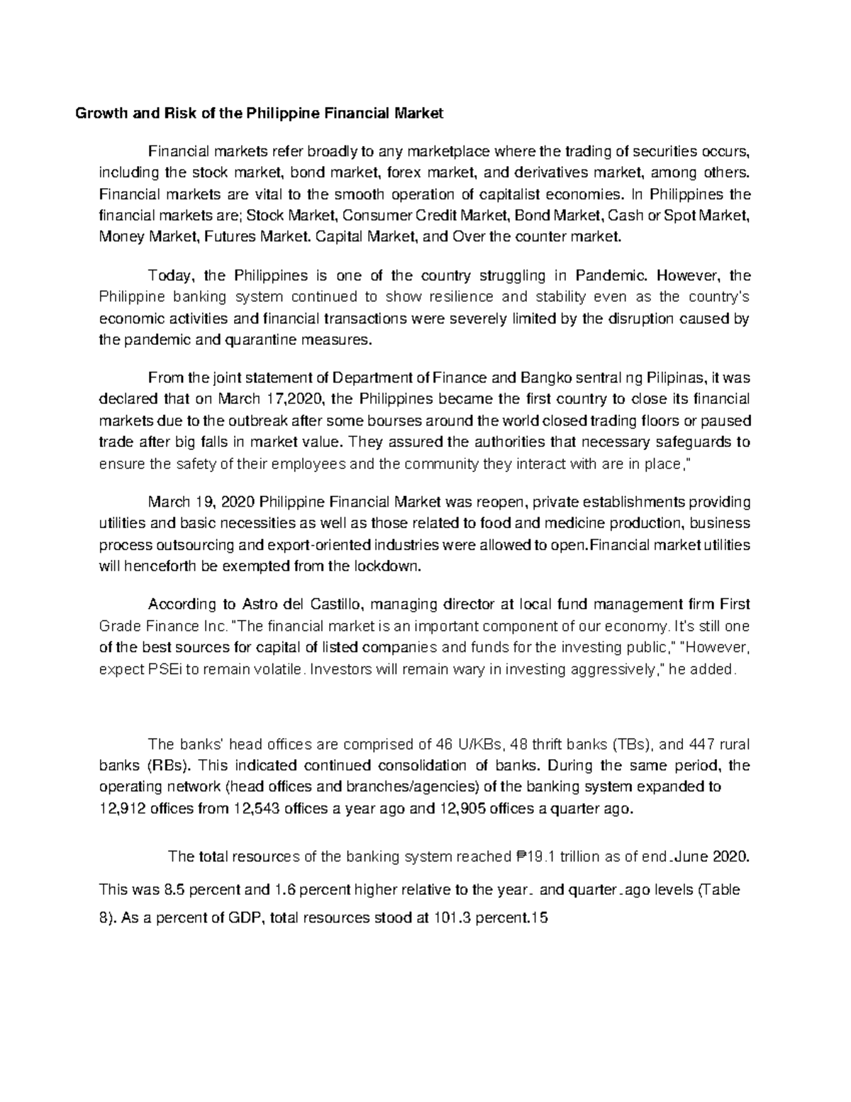 Growth and Risk of the Philippine Financial Market - Financial markets ...
